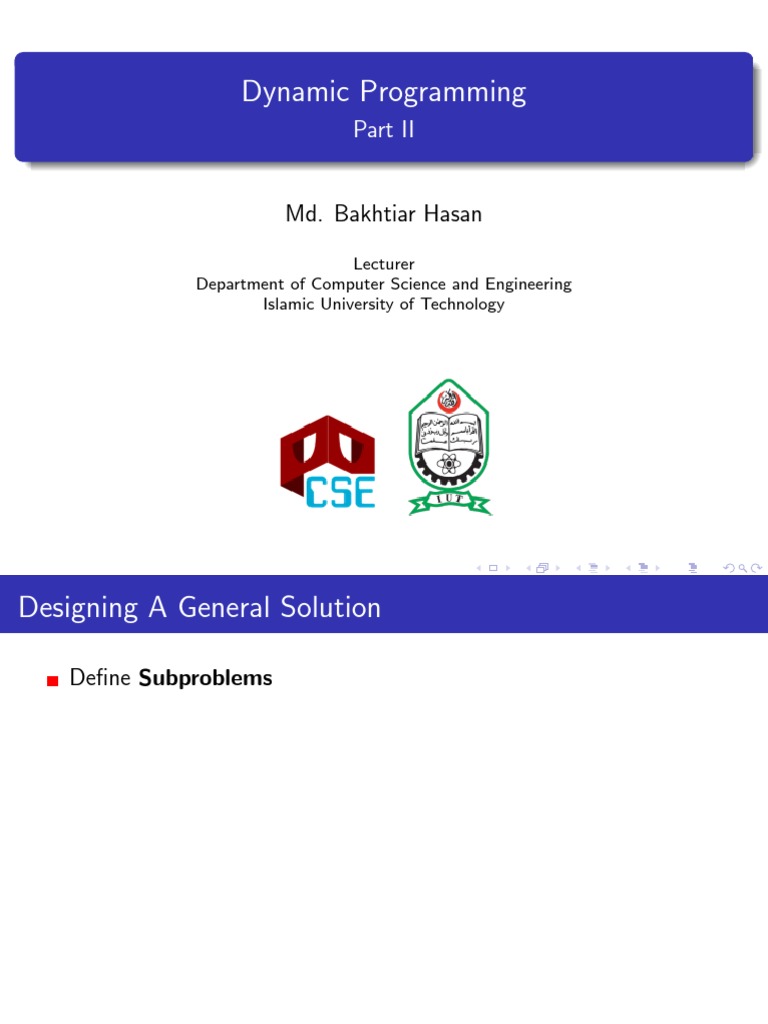 Dynamic Programming: Md. Bakhtiar Hasan | PDF | Dynamic Programming ...