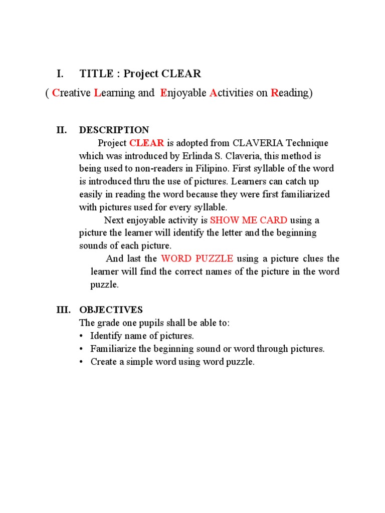 Innovation Project Clear | PDF