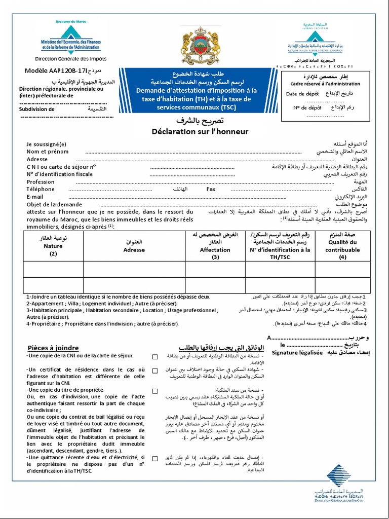 Demande d’attestation d’imposition à la TSC | PDF