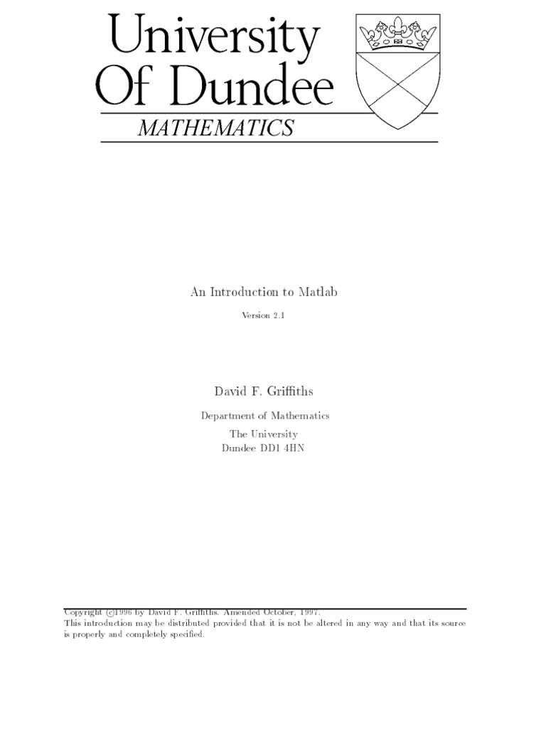 Department of Mathematics The University Dundee DD1 4HN | PDF ...