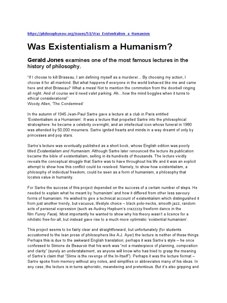 Was Existentialism A Humanism | PDF | Existentialism | Free Will