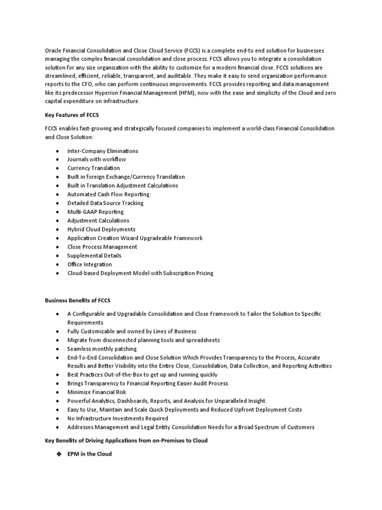 Oracle Financial Consolidation and Close Cloud Service | PDF | Cloud ...