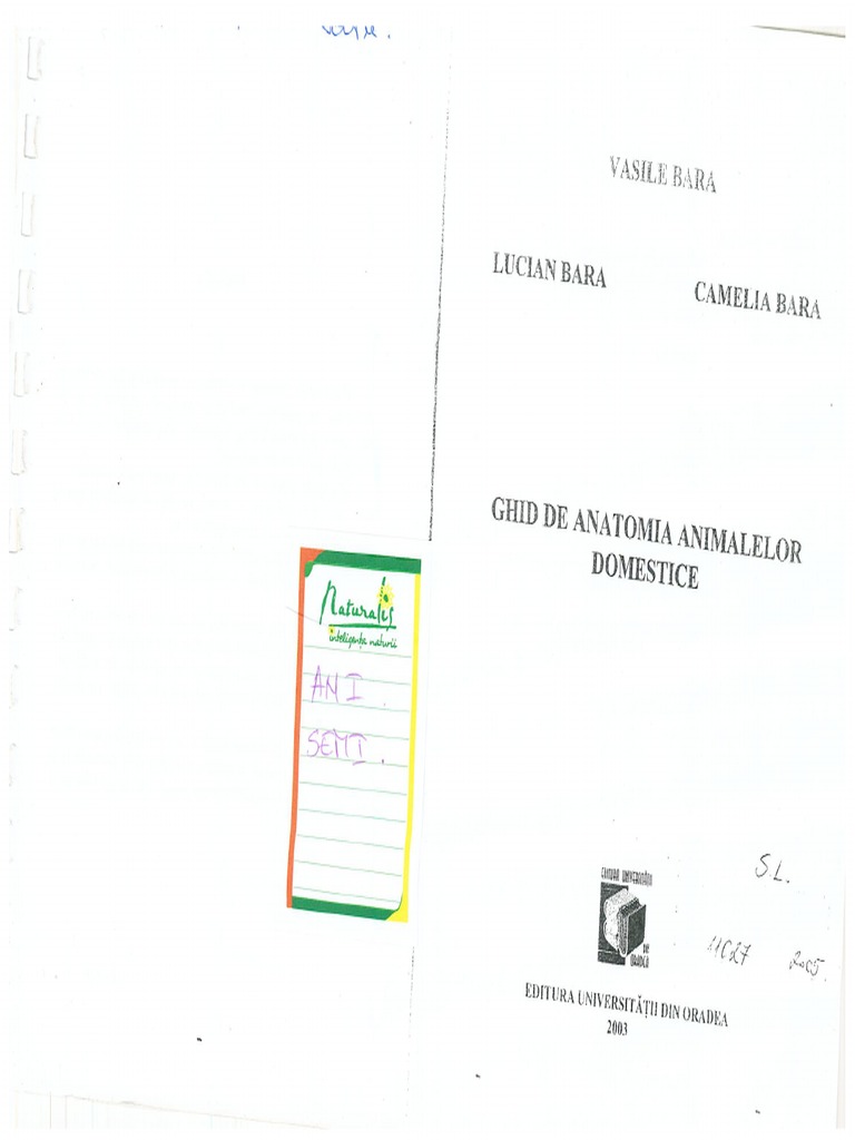 Vasile Bara, Lucian B, Camelia B - Ghid de Anatomie A Animalelor Domestice | PDF