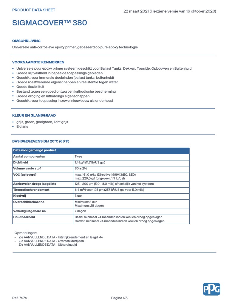 Sigmacover™ 380: Product Data Sheet | PDF