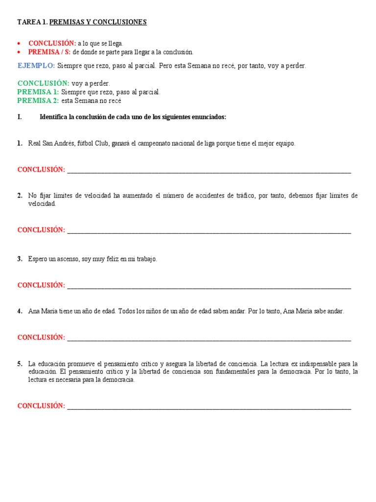 Ejemplos de Premisas y Conclusiones | PDF | Pensamiento crítico | Science