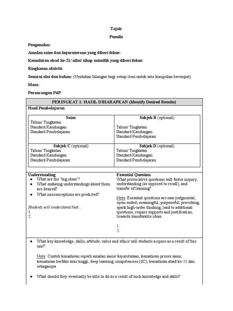 Template Perancangan Modul | PDF | Educational Assessment | Understanding