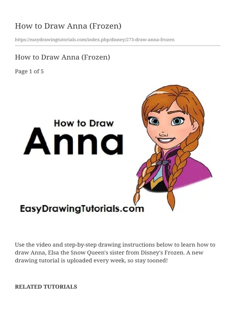 How To Draw Anna (Frozen) + | PDF