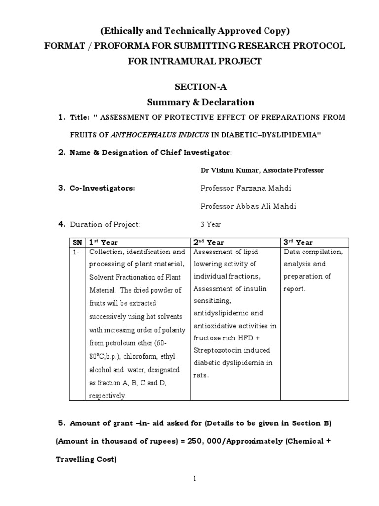 (Ethically and Technically Approved Copy) Format / Proforma For ...