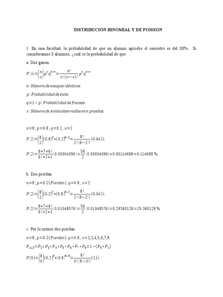 Distribución Binomial y de Poisson | PDF | Enseñanza de matemática