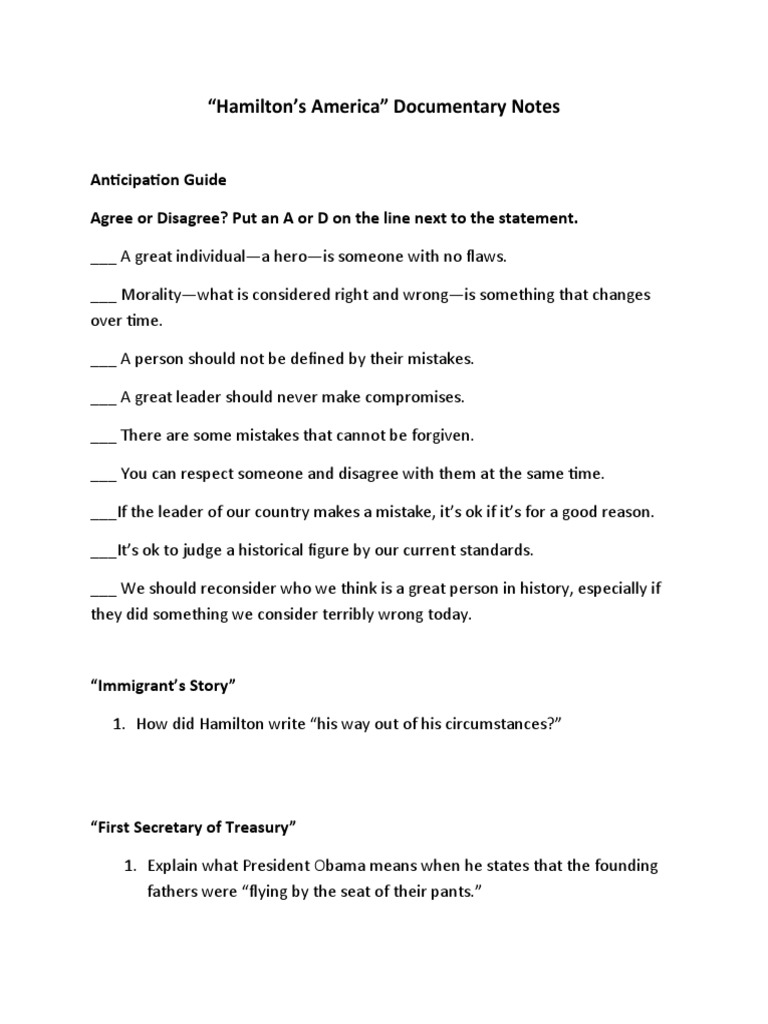 "Hamilton's America" Documentary Notes | PDF | Social Science | Travel