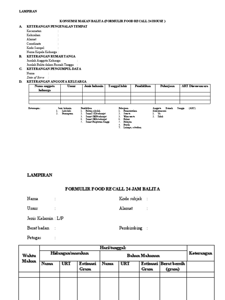 Formulir Food Recall | PDF