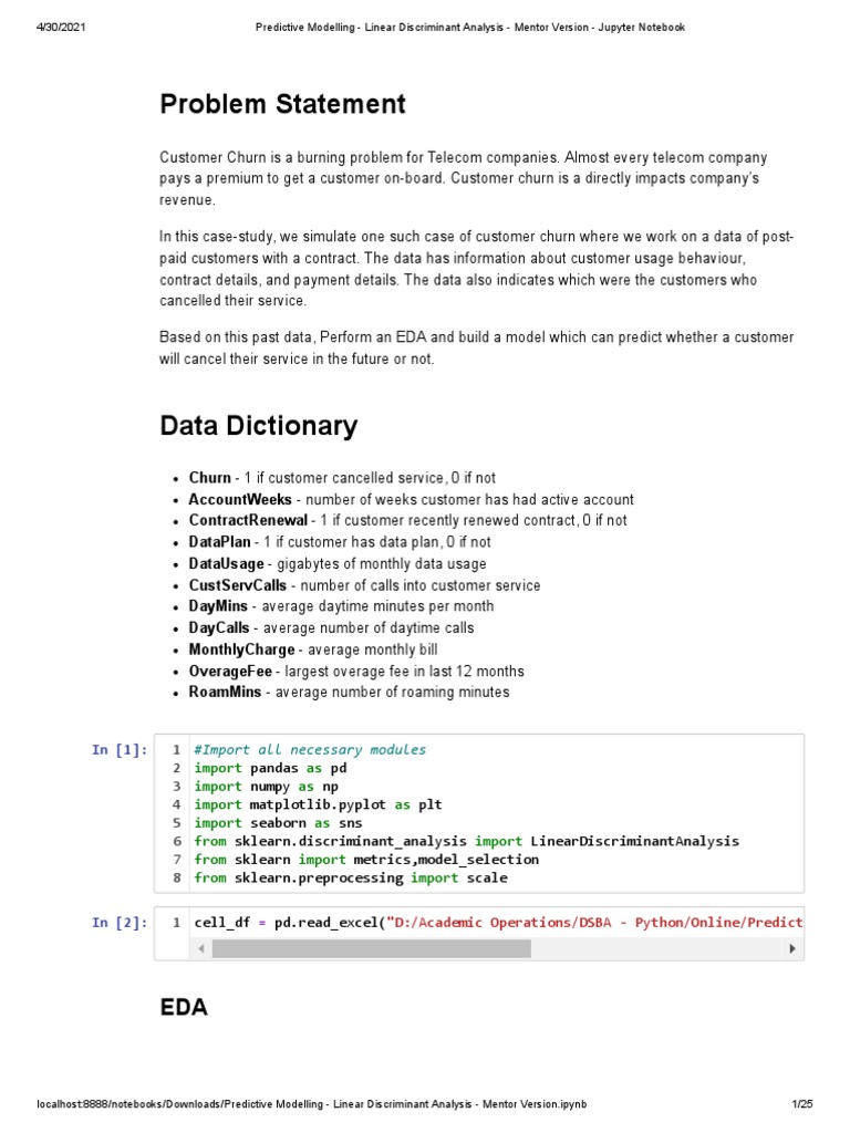 Predictive Modelling - Linear Discriminant Analysis - Mentor Version ...