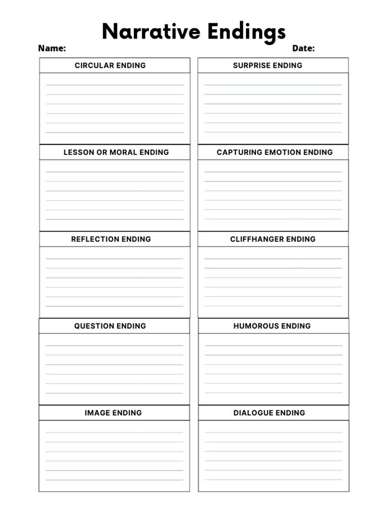 Narrative Endings Worksheet | PDF