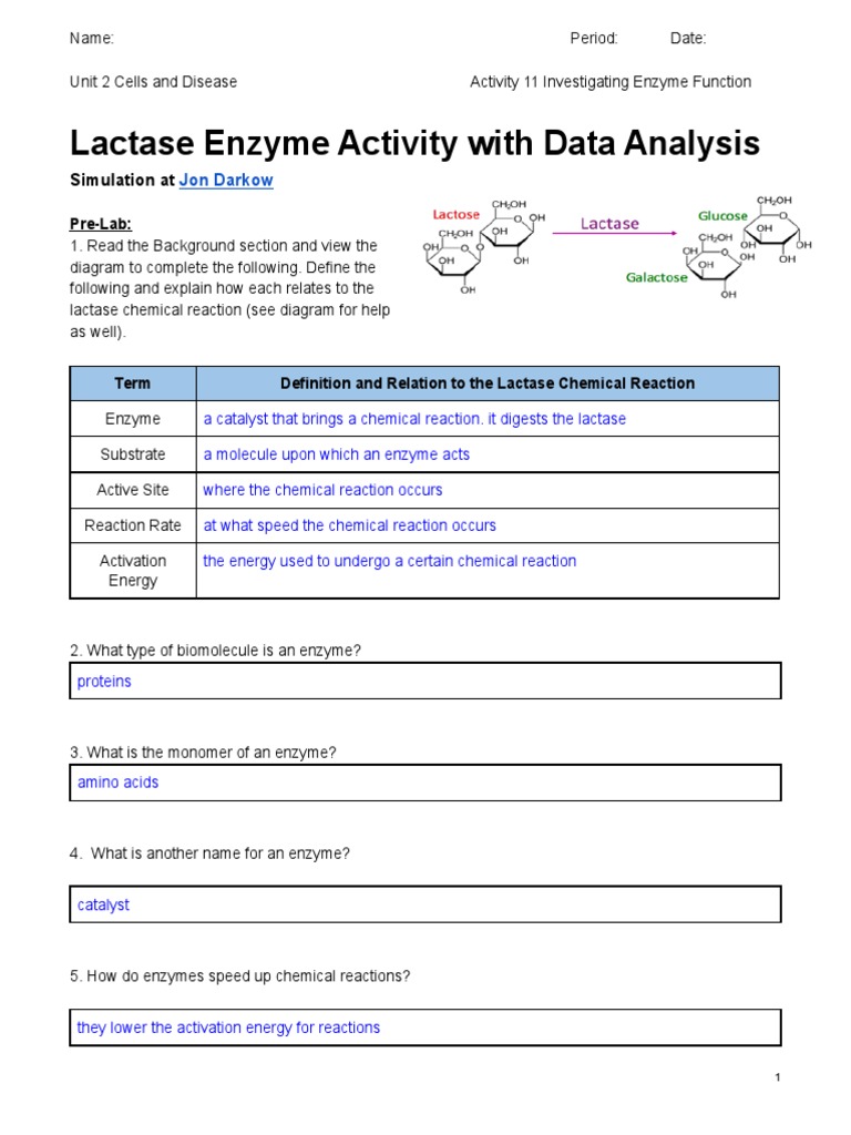 BioGT Lactase Enzyme Activity Virtual Lab | PDF | Enzyme | Chemical ...