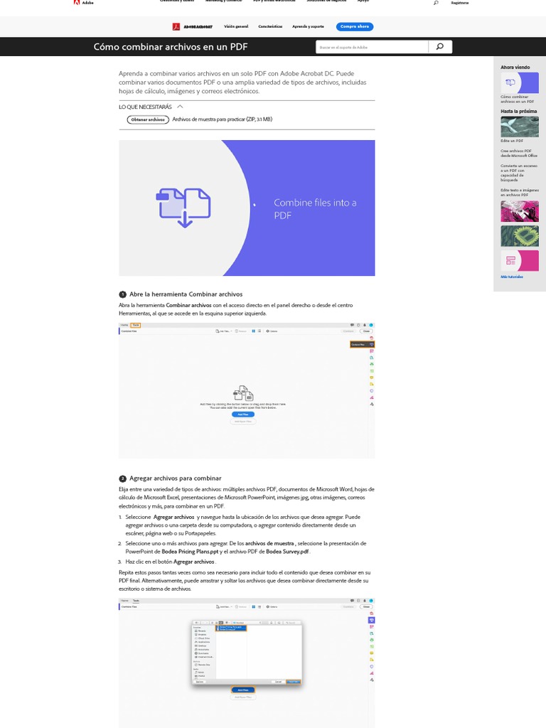 Cómo Combinar Archivos en Un PDF - Tutoriales de Adobe Acrobat Xi Pro | PDF | Software ...