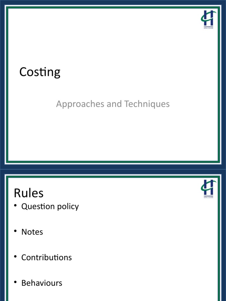Costing Techniques and Approaches Explained | PDF | Business | Business ...