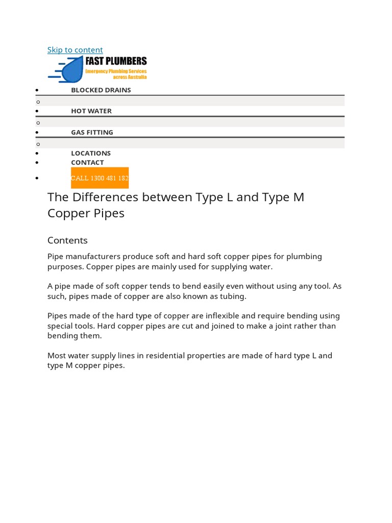 The Differences Between Type L and Type M Copper Pipes: Skip To Content ...