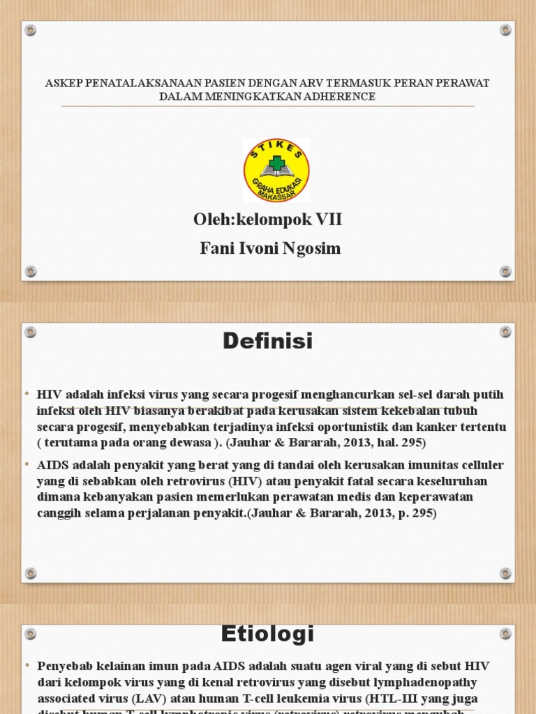 Askep Penatalaksanaan Pasien Dengan Arv Termasuk Peran Perawat (Fany) | PDF