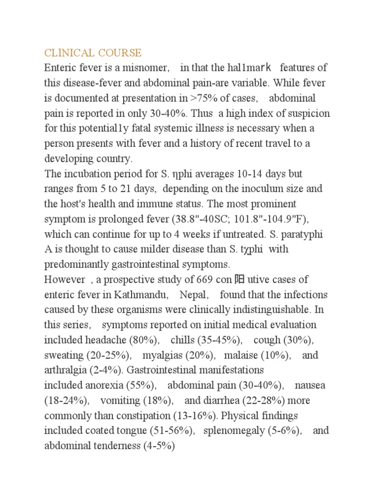 Enteric Fever .Harrison | PDF | Infection | Diseases And Disorders