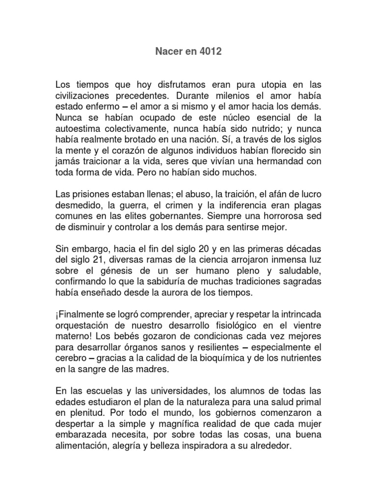 Nacer en 4012 Por Laura Uplinger | PDF | El embarazo | Amor