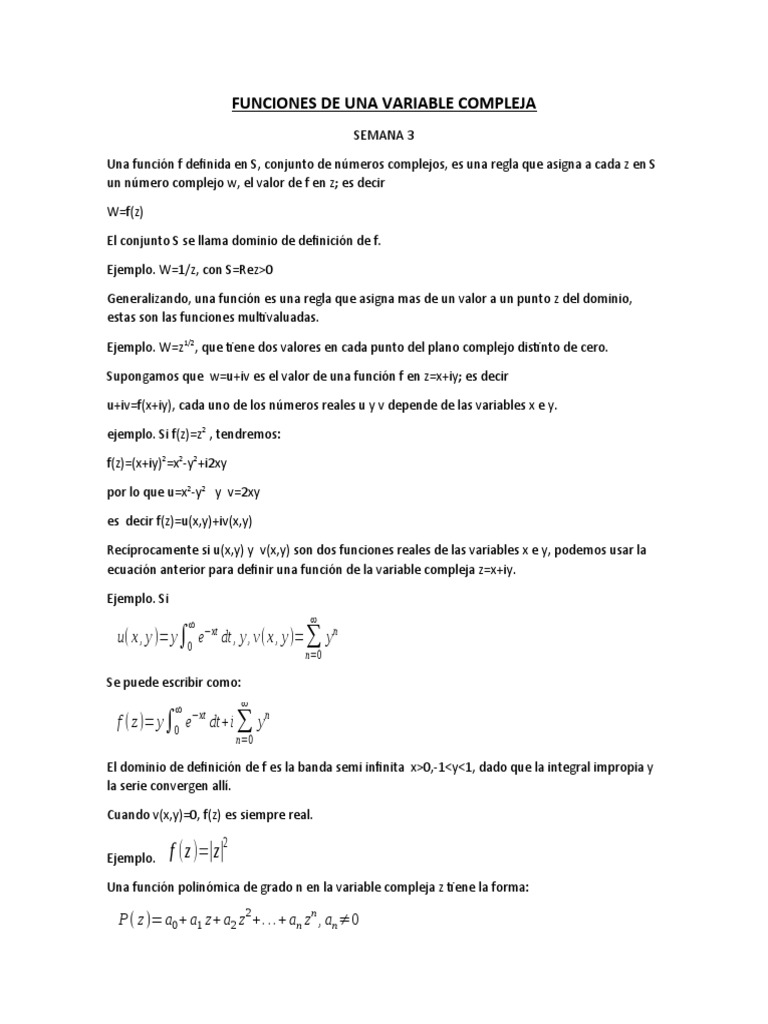 Funciones de Una Variable Compleja | PDF | Función (Matemáticas) | Rotación