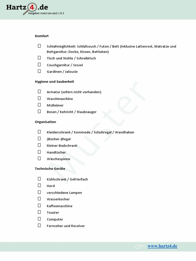 Checkliste Erstausstattung Wohnung | PDF