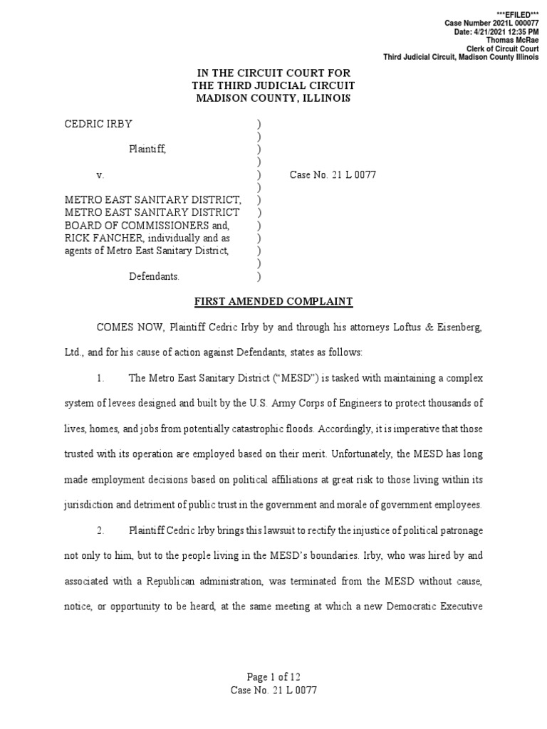 Irby-First Amended Complaint | PDF | Damages | Breach Of Contract