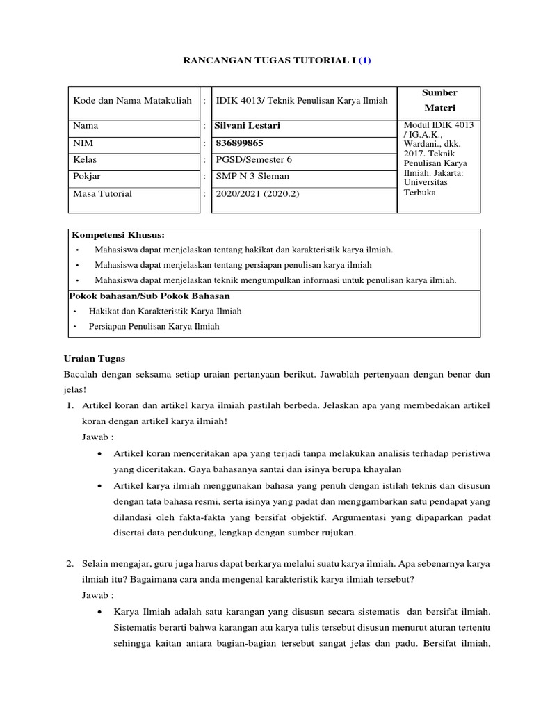 Tugas Tutorial 1 - Teknik Penulisan Karya Ilmiah - Silvani Lestari ...