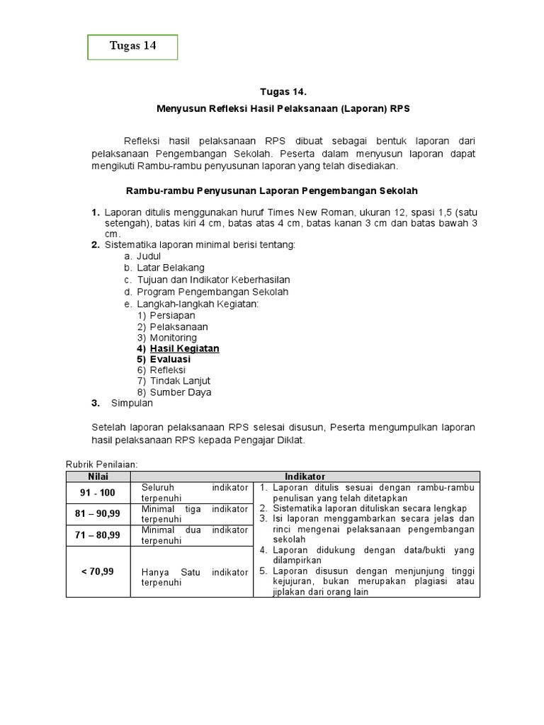 Tugas 14 Menyusun Refleksi Pelaksanaan RPS | PDF