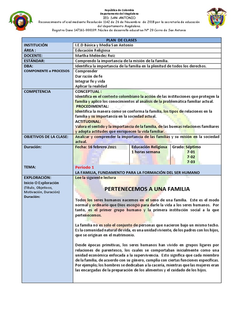 7 Periodo 1,1 LA FAMILIA FUNDAMENTO PARA LA FORMACION DEL SER HUMANO ...