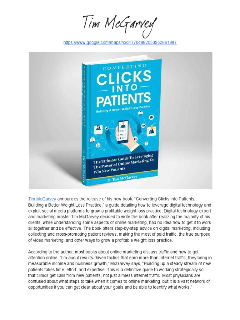 Tim McGarvey - Converting Clicks Into Patients | PDF | Digital ...