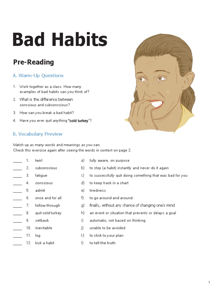 Bad Habits: Pre-Reading | PDF | Habits | Human Nature