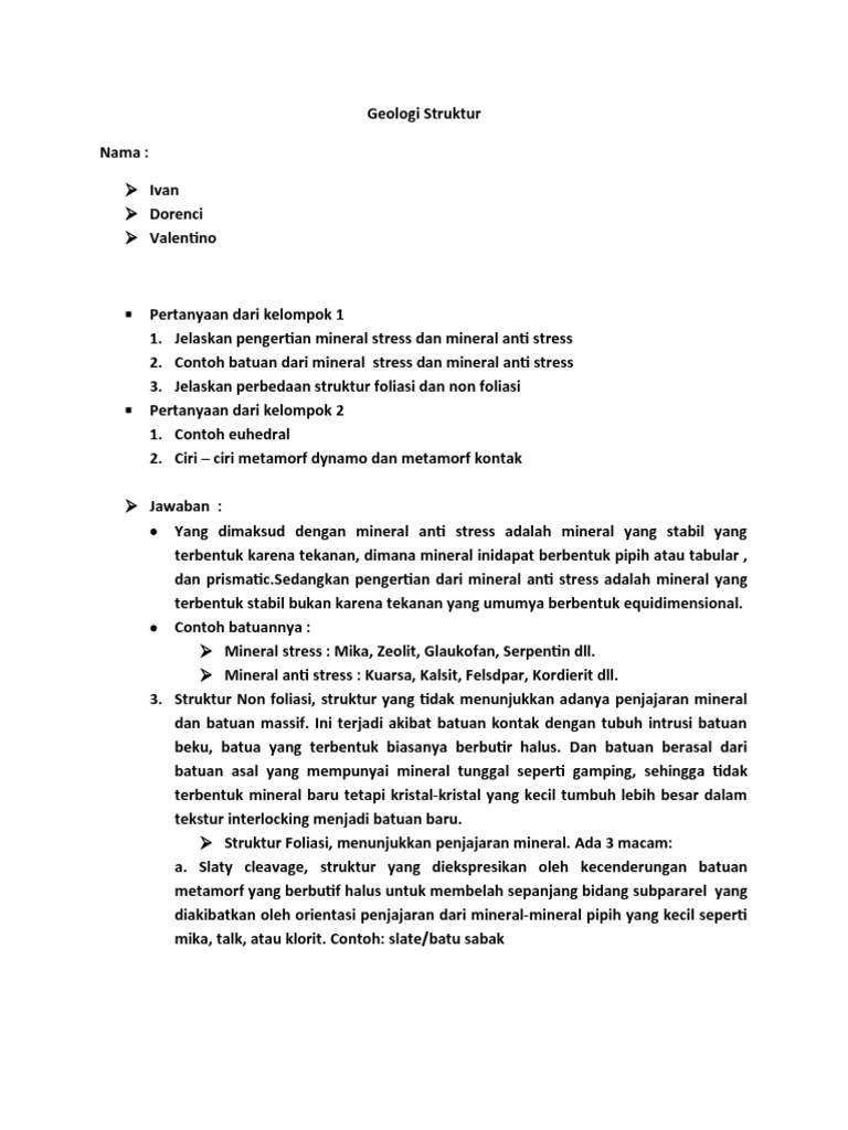 Struktur Foliasi dan Non-Foliasi Batuan | PDF | Ilmu Sosial | Sains ...