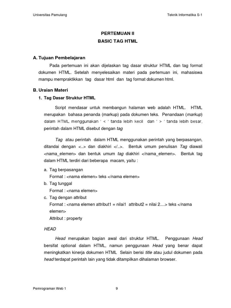 Basic Tag HTML | PDF