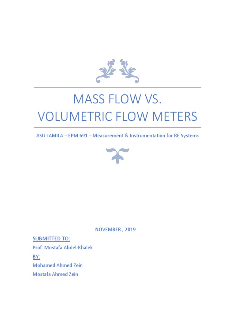 Mass Flow Vs Volumetric Flow Meters | PDF | Flow Measurement | Fluid ...