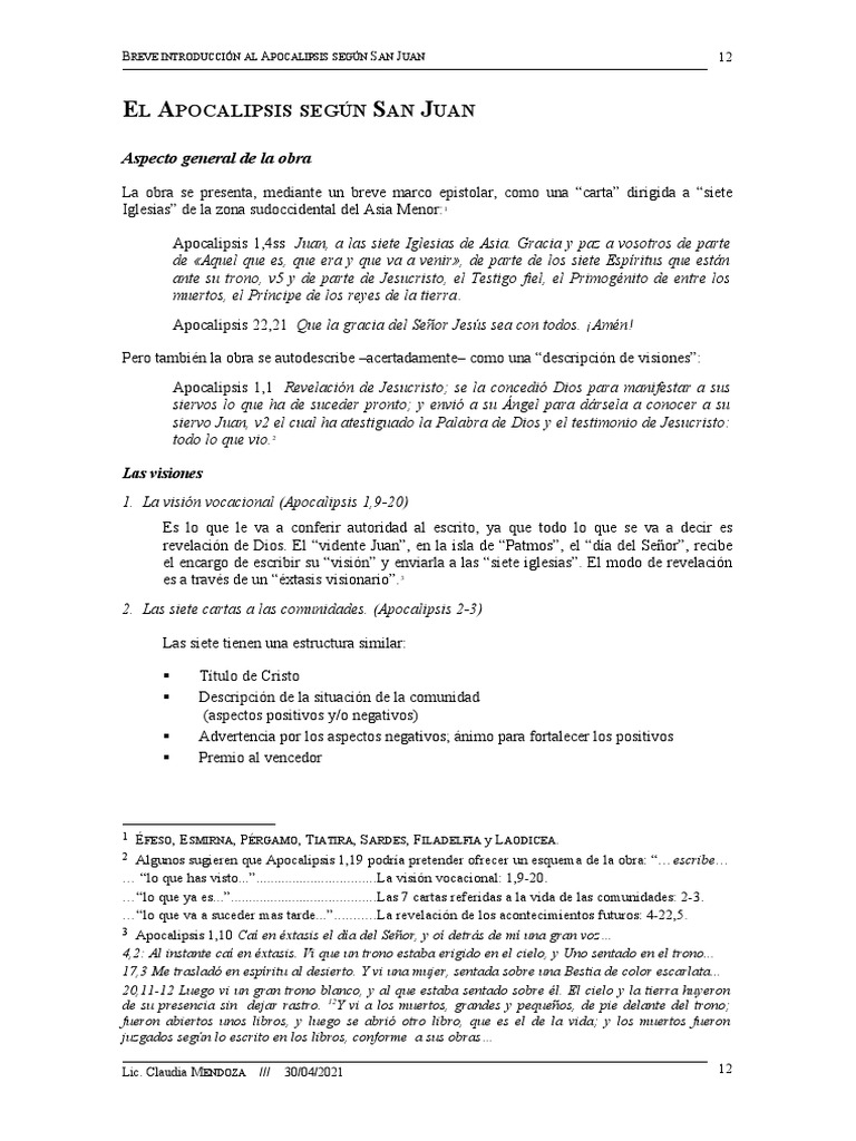 2 1 Apocalipsis De Juan Pdf Juan El Apóstol Libro De Revelación