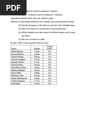 Continuous Variation In Humans