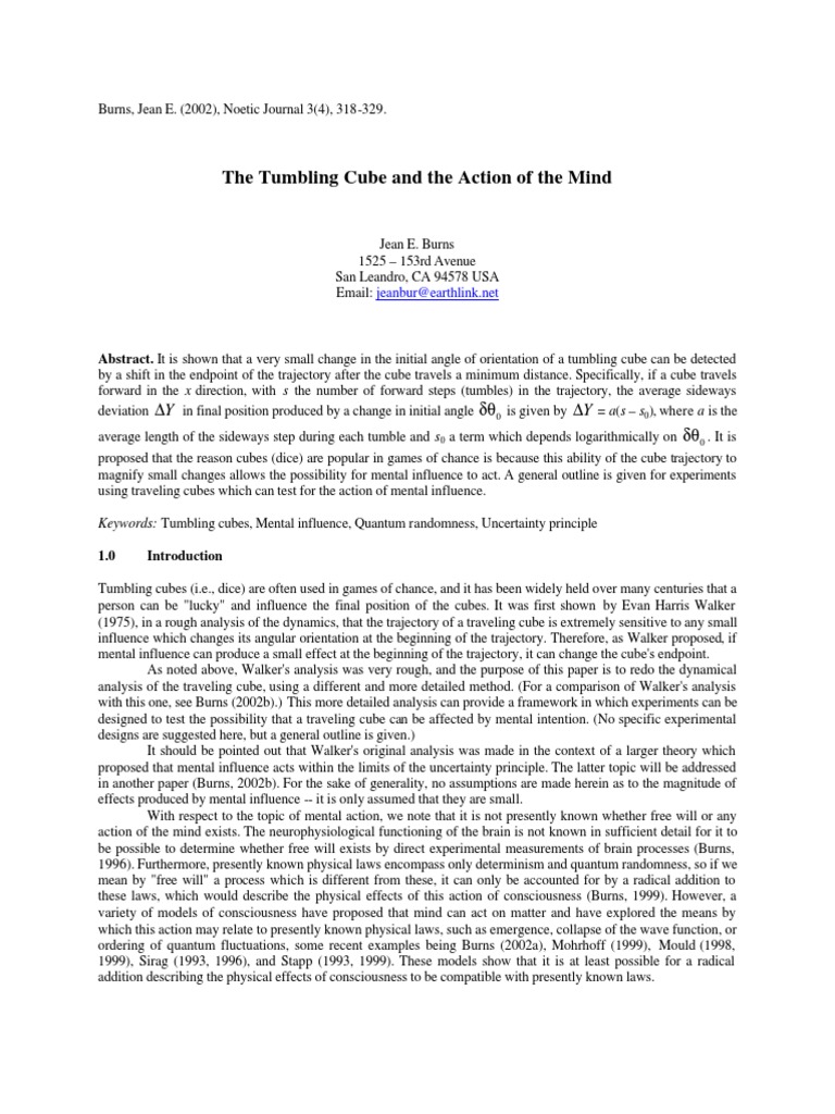 The Tumbling Cube and The Action of The Mind | PDF | Rotation Around A ...