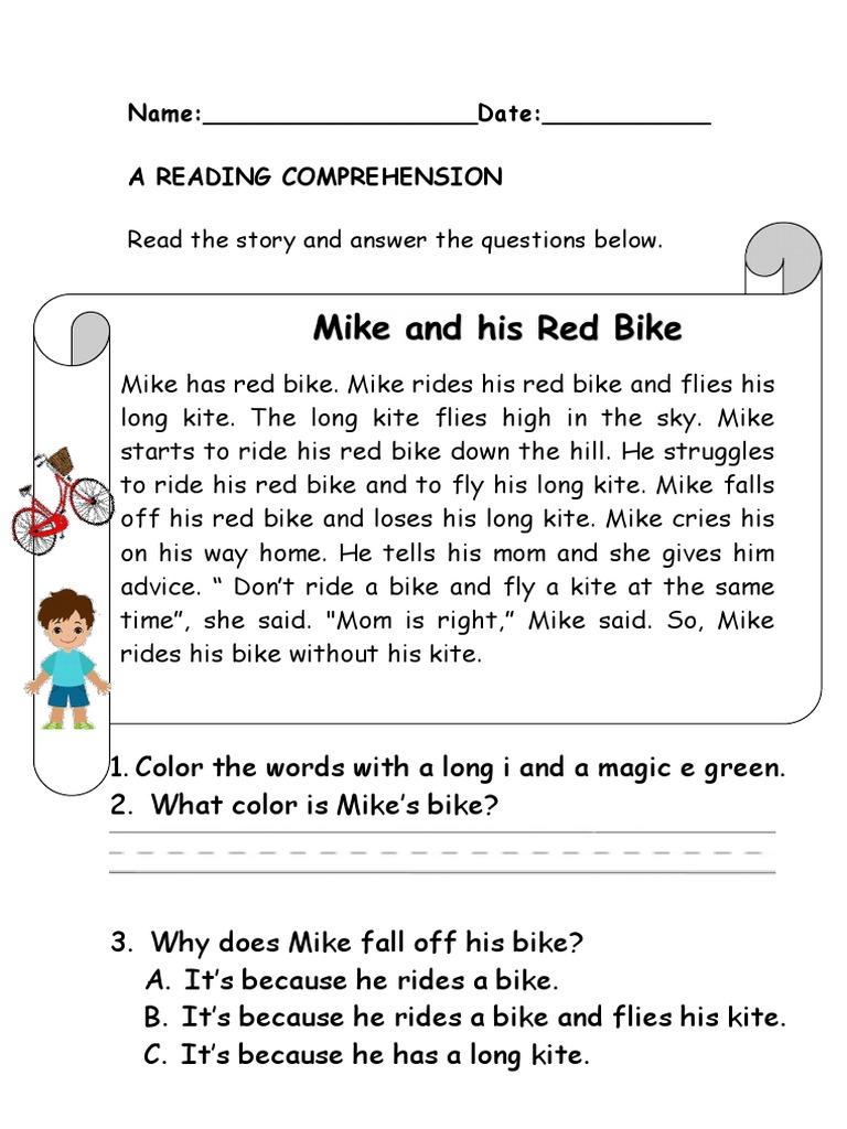 Read The Story and Answer The Questions Below.: Name: - Date: - A ...