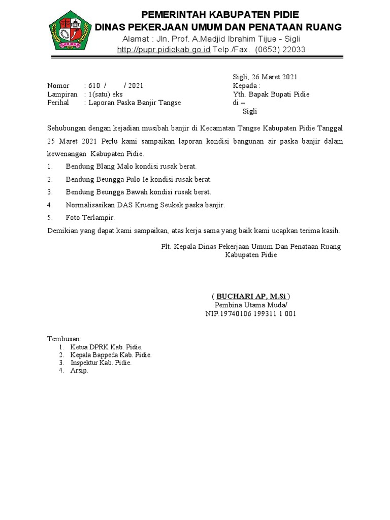 Surat Laporan Banjir | PDF