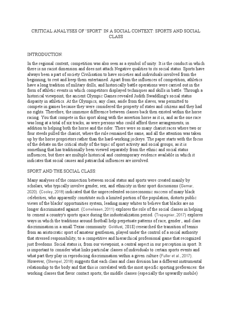 Sports and Social Class Dynamics | PDF | Gender | Gender Studies