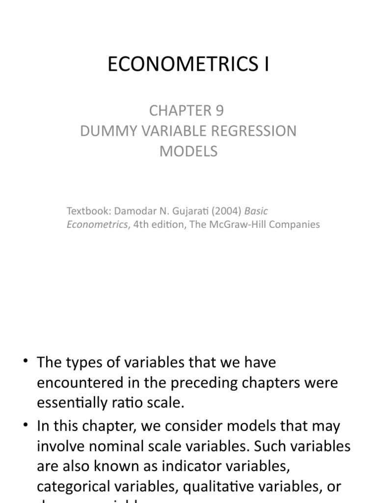 Econometrics I: Dummy Variable Regression Models | PDF | Dummy Variable (Statistics) | Dependent ...
