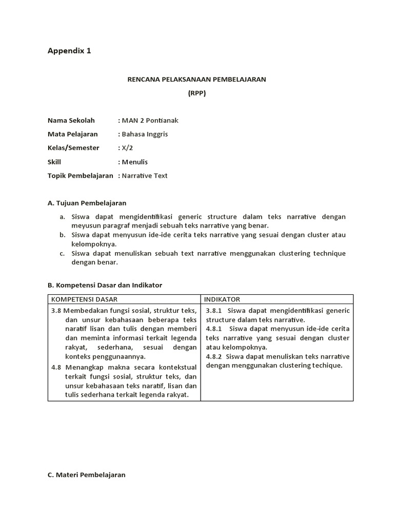 RPP Narrative Text | PDF | Grammar | Syntax