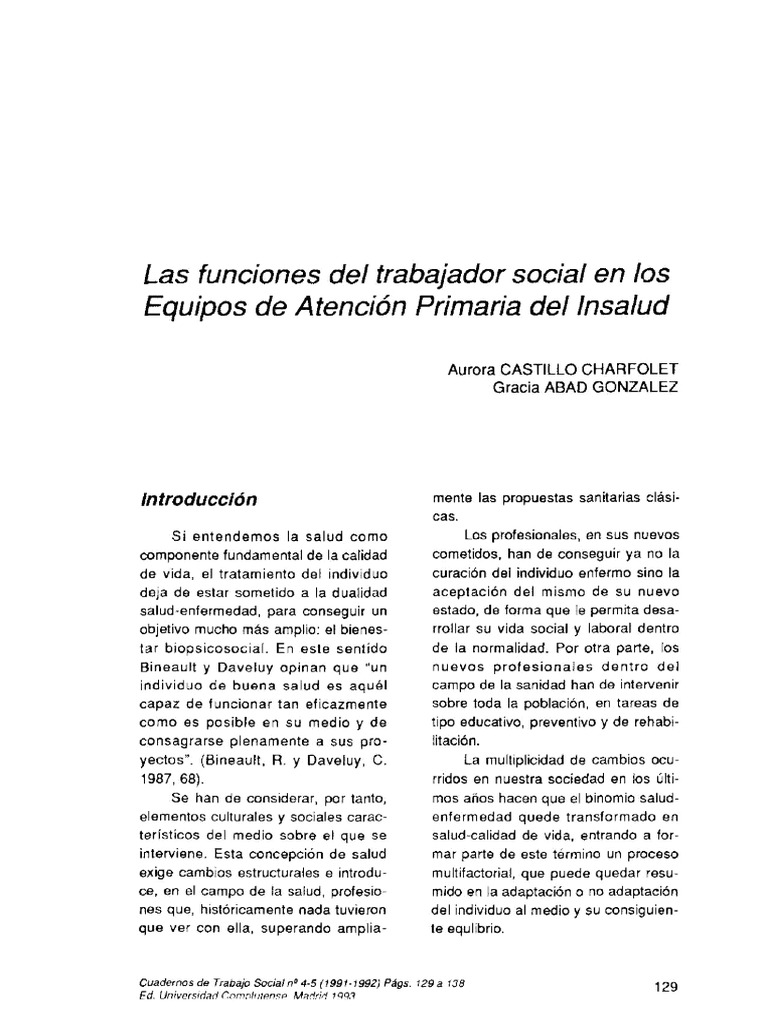 Las Funciones Del Trabajador Social en Aps | PDF