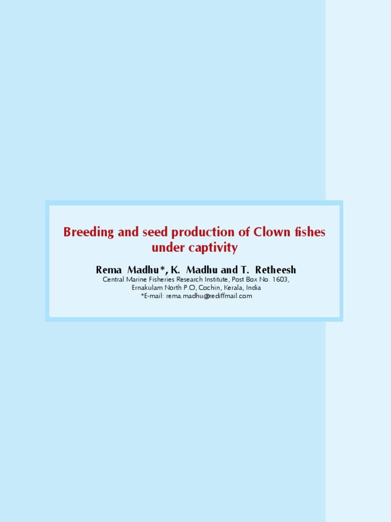 Breeding Clownfish at Scale: Protocols for Mass Production of Captive ...