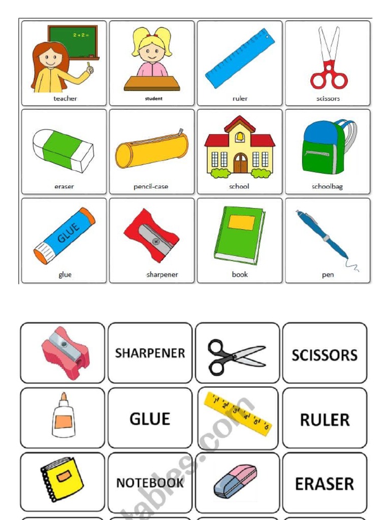 School Objects Memory Game | PDF