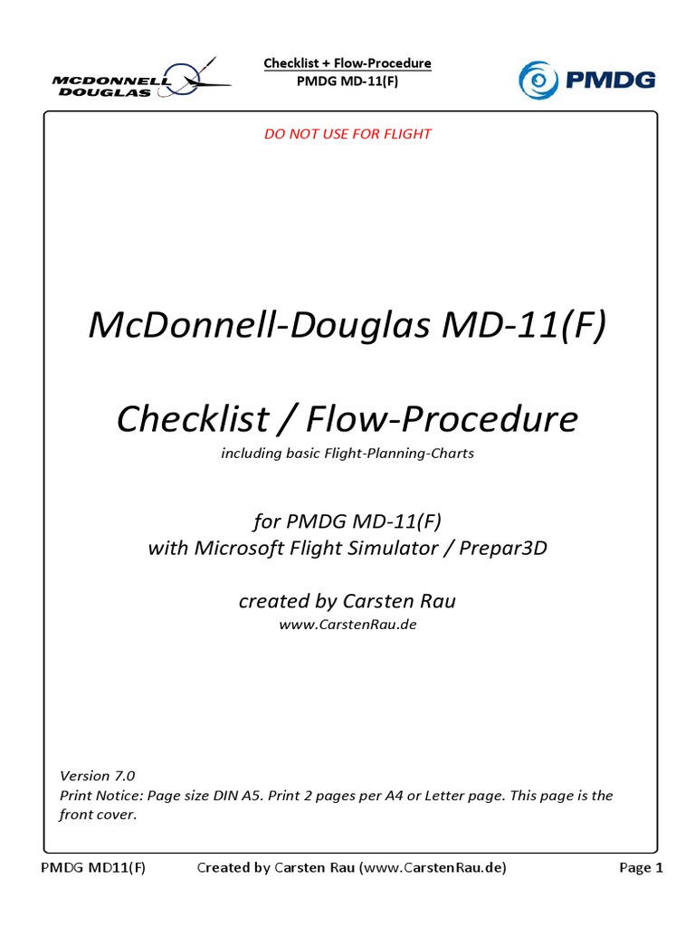 Checklist Md11 PMDG Md11 (F) | PDF | Payload | Spaceflight Technologies