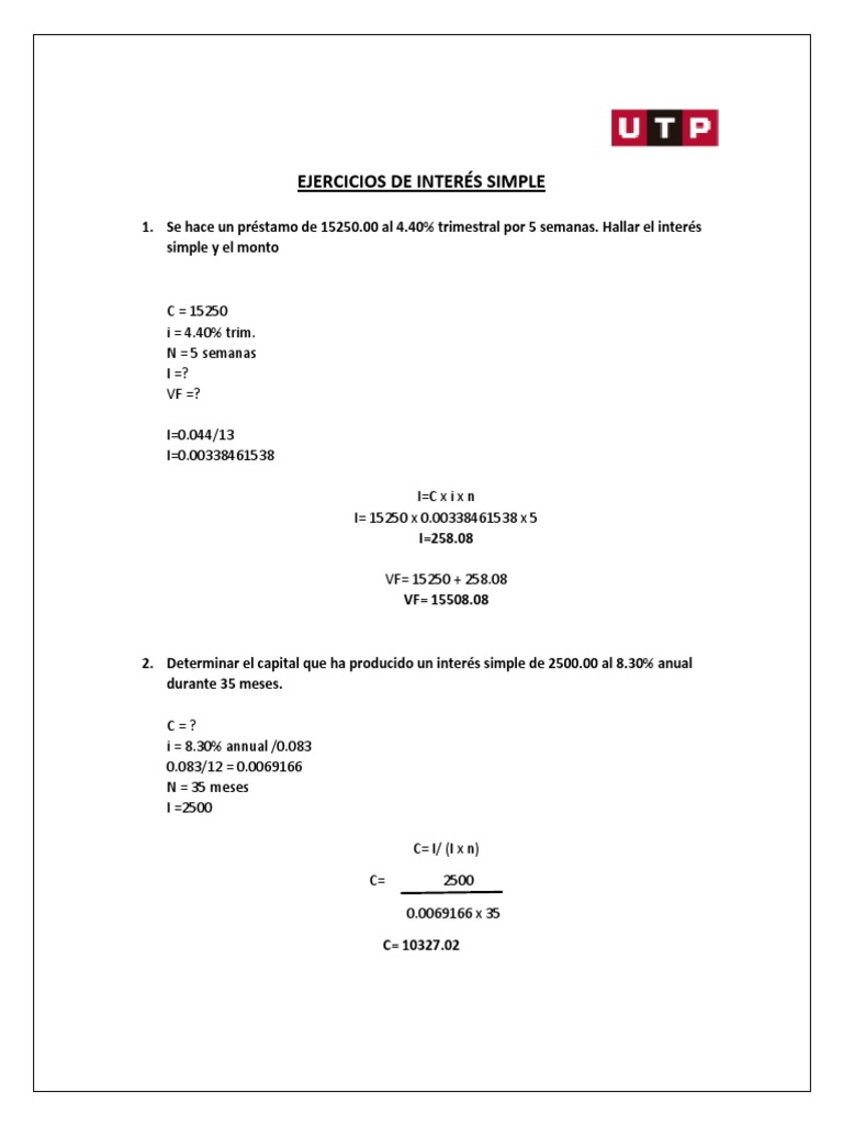 Cálculo de intereses simples sobre diferentes escenarios | PDF | Business