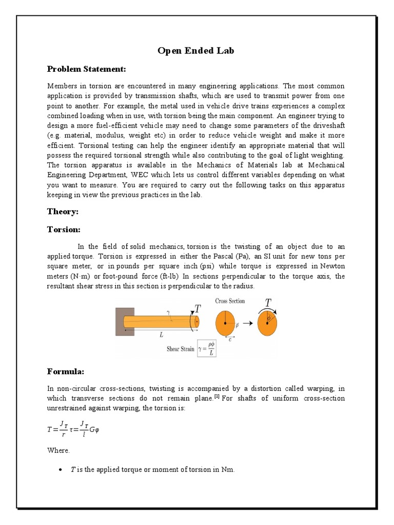 Open Ended Lab | PDF | Transmission (Mechanics) | Axle