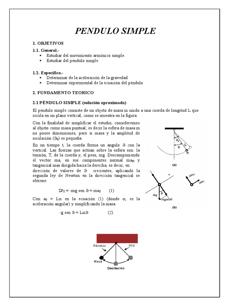 Pendulo Simple | Descargar gratis PDF | Péndulo | Metrología